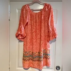 Uncle Frank | Dresses | Uncle Frank Large Coral Pink Embroidered Boho ...